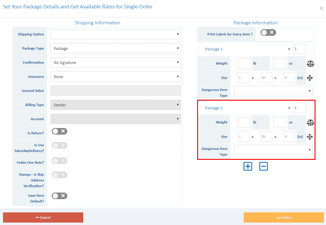 Create Multiple Labels for an Order