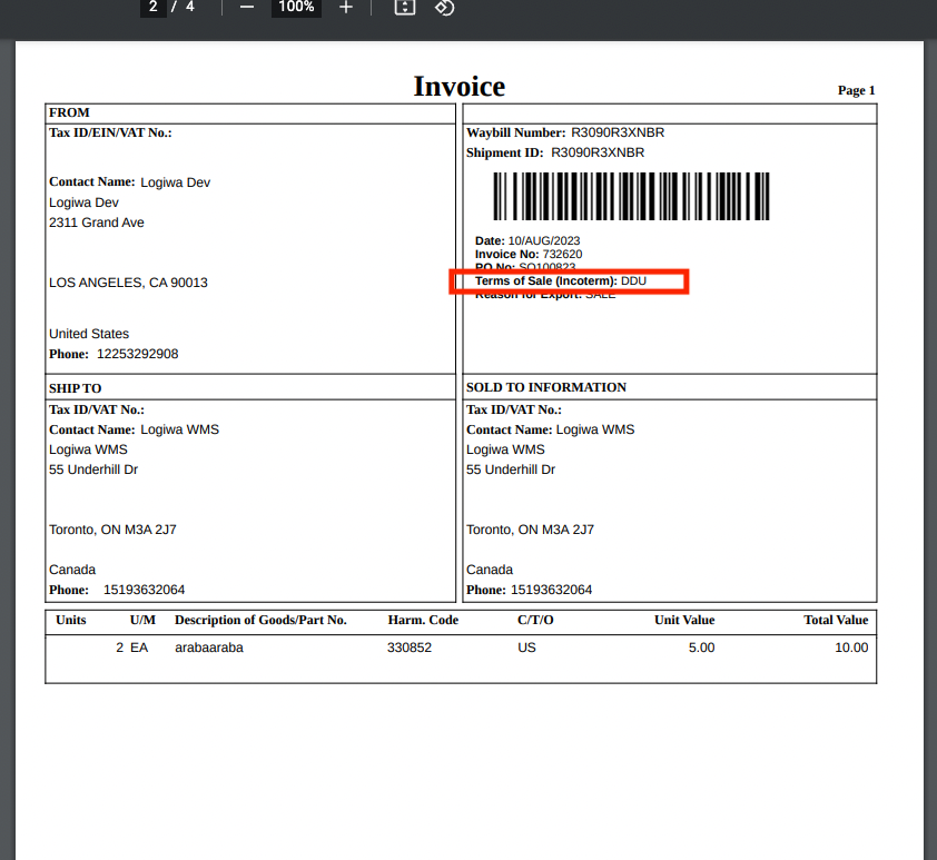 Incoterms in UPS Commercial Invoices