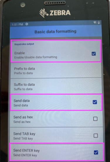 Zebra TCx: Auto-Enter and System Keyboard Setup