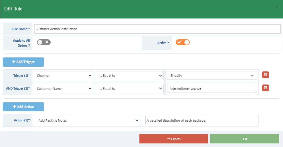 How to Set Packing Notes to Orders?
