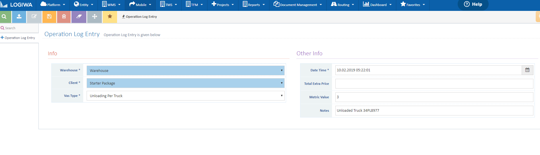 Operation Logs for Billing - VAS Operations