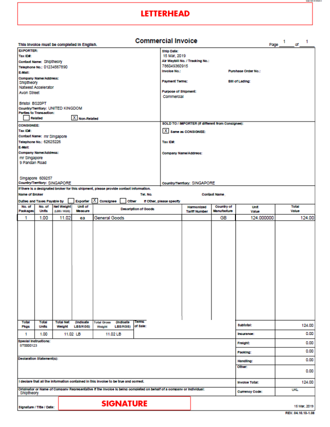 FedEx ETD - Letterhead and Signature